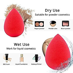 BEAKEY 5 Pcs Makeup Sponge Set, Foundation Blending Beauty Sponge, Flawless for Liquid, Cream, and Powder, Multi-colored Makeup Sponges