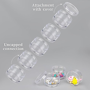 Hariendny 2 Sets Round Stackable Containers 5 Layer Clear Stackable Bead Storage Plastic Storage Jars Plastic Cosmetic Storage Box Art Craft Accessory Organizer Box for Jewelry Beads Buttons