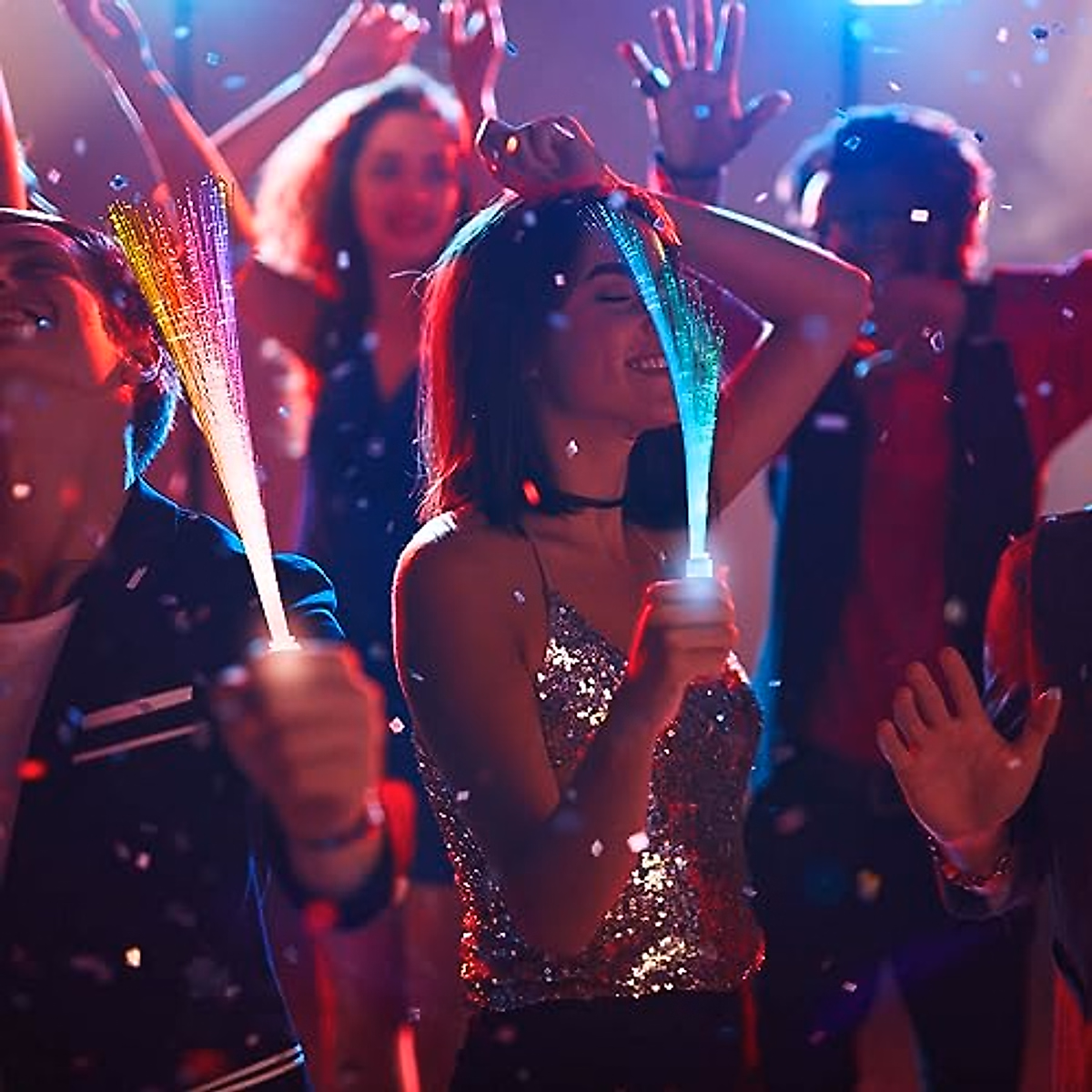 28 Pack Glow Fiber Optic Wands Sparkler Firework Sticks, LED Flashing Light Up Toy for Kids Adults, Glow in The Dark Party Favor Supplies Rave Magic Decoration Bulk Wedding Easter St. Patrick’s Day