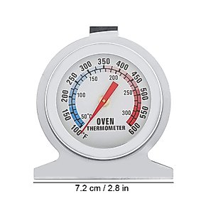 Stainless Steel Pointer Dial Oven Thermometer Instant Read Extra Large Dial Clearly Display Shows Marked Temperatures for Home Kitchens Cooking with Hook