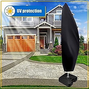 3 Pcs Patio Umbrella Cover Offset Umbrella Cover for 9ft to 12ft Cantilever Outdoor Waterproof Fabric Cantilever Umbrella Covers Banana Style Parasol Cover with Zipper for Garden Beach Umbrella, Black