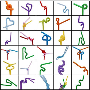 ALINK 200 PCS Flexible Plastic Drinking Straws, 10.2 Inches Extra Long Colorful Disposable Bendy Party Fancy Straws