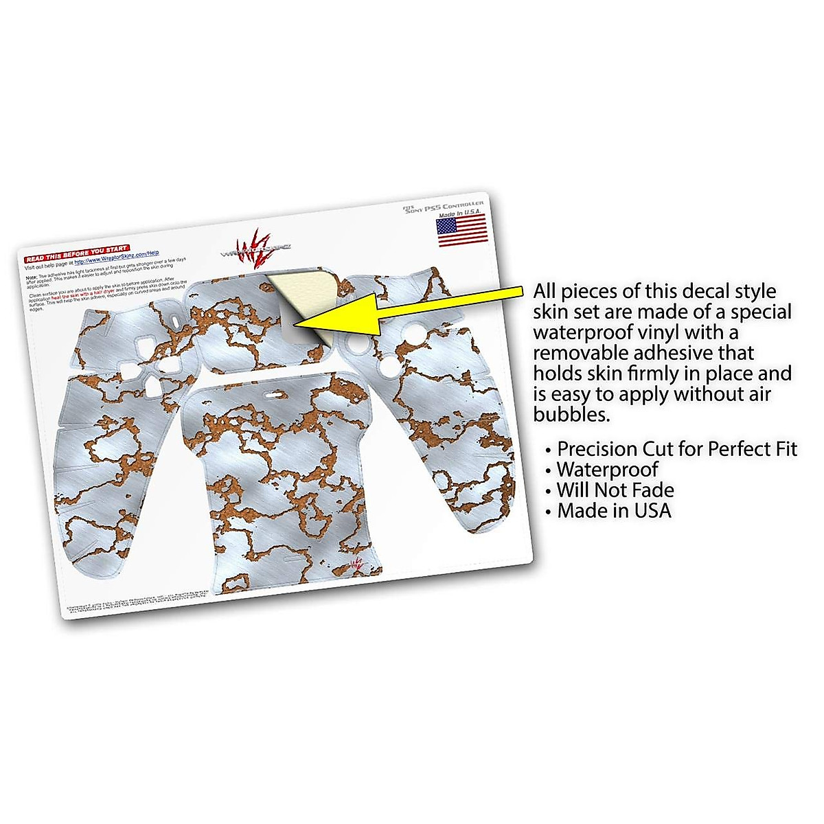 WraptorSkinz Skin Wrap compatible with Sony PS5 DualSense Controller Rusted Metal (CONTROLLER NOT INCLUDED)