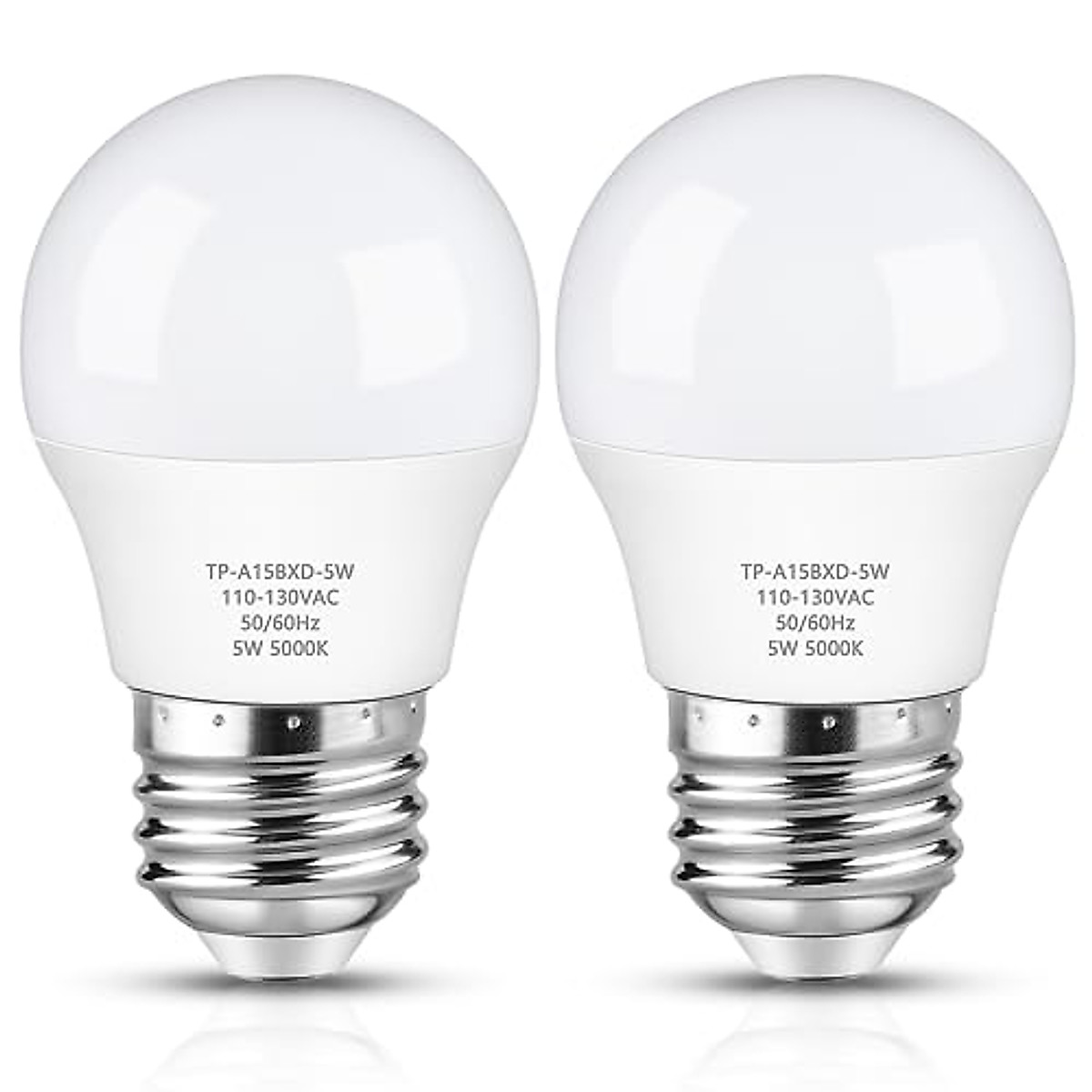 Maylaywood LED Refrigerator Light Bulbs, 40 Watt Equivalent A15 Fridge Bulb Waterproof, Daylight White 5000K, 550LM, E26 Base, Non-Dimmable, 5W LED Appliance Bulb for Frigidaire Home Lighting, 2-Pack