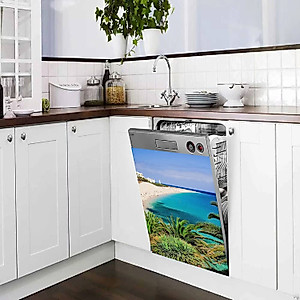 Dishwasher Magnet Cover Morro Jable Beach Fuerteventura Spain Magnetic Refrigerator Stickers Decorative Appliance Cover Fridge Panels Metal Door Garage 23"Wx26"H