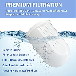 Aqua Pro A250 Humidifier Demineralization Cartridge Cleaning Water Filter Compatible with BONECO & AIR-O-Swiss Aqua Pro 2-in-1 Ultrasonic Humidifiers (2 Pack)
