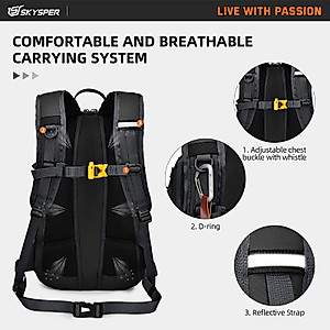 SKYSPER Small Daypack 20L Hiking Backpack Lightweight Travel Day Pack with Waist Strap for Women Men(Black)
