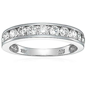 Vir Jewels 1 carat (ctw) Diamond Wedding Anniversary Band for Women, Half Eternity Round Diamond Engagement Ring 14K White Gold Channel Set 1 cttw, Size 5.5