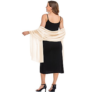 Pukguro Shawls and Wraps for Evening Dresses Womens Formal Lightweight Shawl Scarf Summer Sheer Chiffon Wrap Champagne 79 * 18''