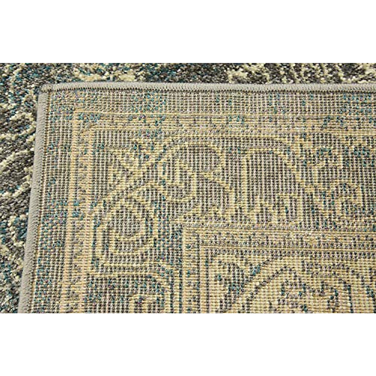 Unique Loom Aurora Collection Over-Dyed, Abstract, Botanical Southwestern, Transitional Area Rug, 2 ft x 3 ft, Gray/Ivory