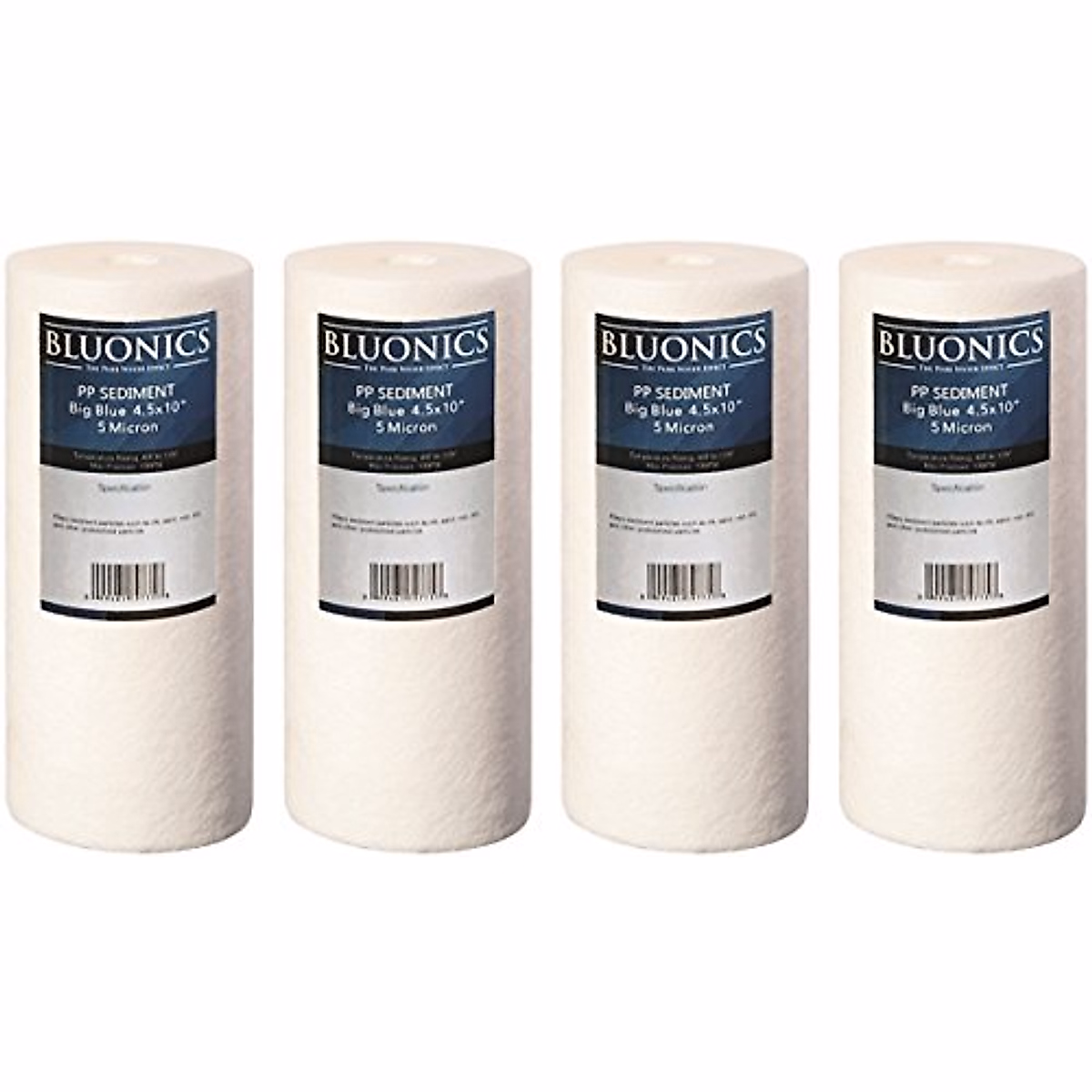 Bluonics 4.5" x 10" Sediment Water Filters (5 Micron) 4 Whole House Cartridges