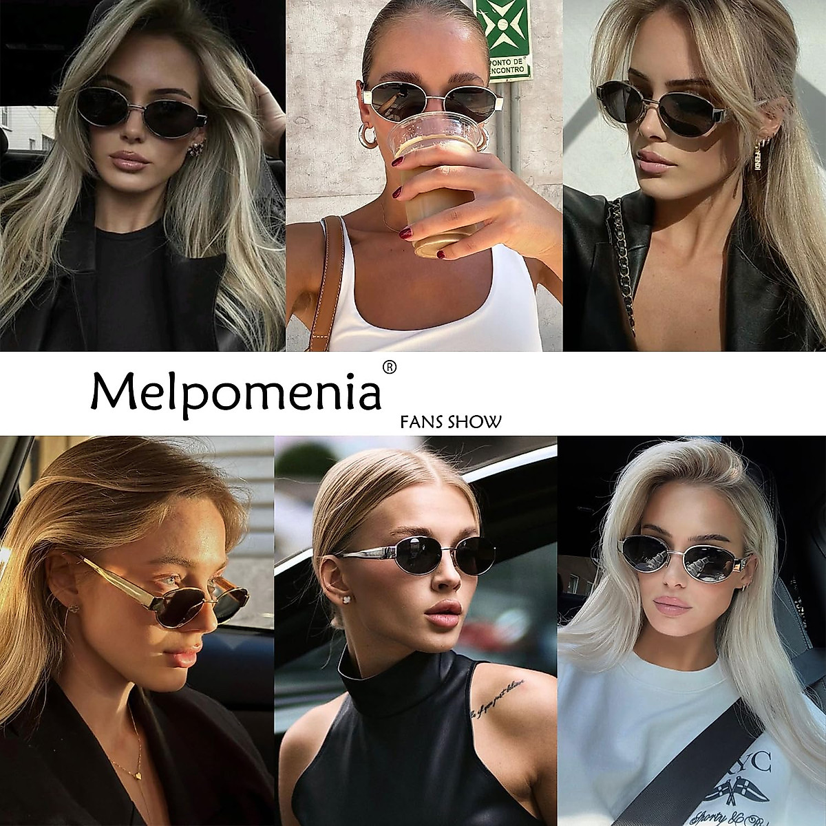 Melpomenia Retro Oval Sunglasses for Women Men - Fashion Sun Glasses - Rectangle Metal Frame Shades(Gold/Grey)