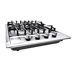 4 Burners Gas Stove Top, 23 inches Gas Cooktop, Stainless Steel Cooktop Cast Iron Grates Gas Stovetop with Thermocouple Protection and Easy to Clean