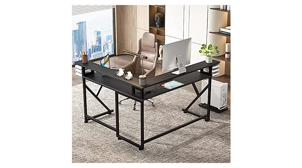 Tribesigns L-Shaped Computer Desk with RGB Lights