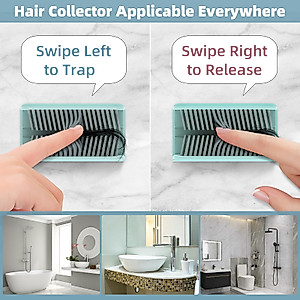 Hair Catcher, Hair Trap for Shower Drain, Reusable Shower Wall Hair Collector, Snare, and Drain Protector, Silicone Hair Grabber for Bathroom Bathtub (Blue)