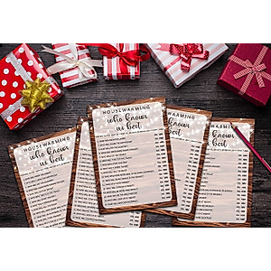 Housewarming Party Games, Who Knows Us Best, Rustic New Home, New House, New Homeowner Party Games Cards, 30 Sheets Each Pack