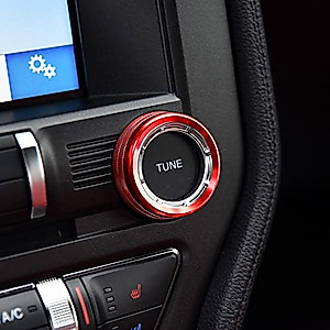 Car Audio Circle Sticker Decal Carbon Fiber Interior Trim Cover for Ford Mustang 2015 2016 2017 2018 2019 2020 2021 2022 2023 Accessories (RED)