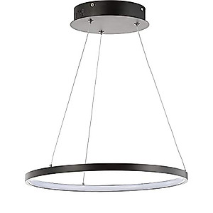 JONATHAN Y JYL7202A Bradley 15.7" Round Integrated LED Metal Pendant Chandelier Modern Contemporary Transitional Dining Room Living Room Kitchen Foyer Bedroom Hallway, Matte Black