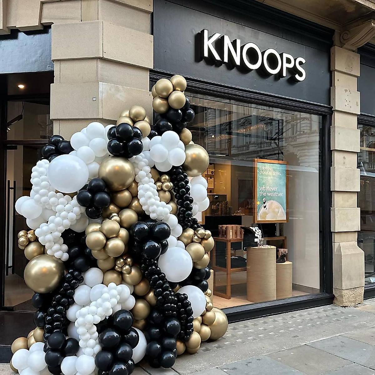 Black and Gold Balloons Garland Kit, 100pcs Black White Gold Confetti Latex Balloons for Party Decorations Graduation Wedding Birthday Baby Shower