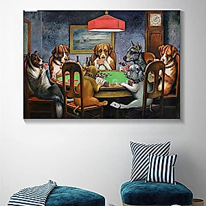 Animal Dogs Playing Poker Canvas Art Poster and Wall Art Picture Print Modern Family Bedroom Decor Posters 16x24inch(40x60cm)