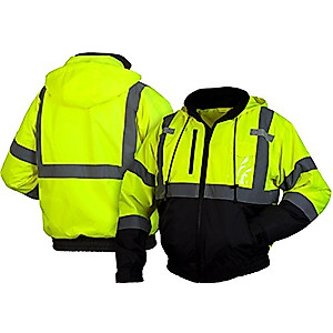 Pyramex RJ31 Series Class 3 Fleece Bomber Safety Jacket, Lime, X-Large