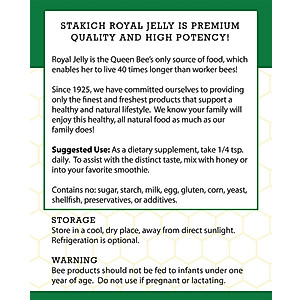 Stakich Royal Jelly Powder - 4 Ounce - 3X Concentrate - Freeze Dried, Pure, Natural