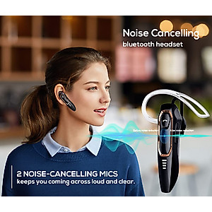 Micool Trucker Bluetooth Headset, Noise Cancelling, 30H Talking Time, Speak Callers Name, Hands Free Bluetooth Earpiece for Cell Phone