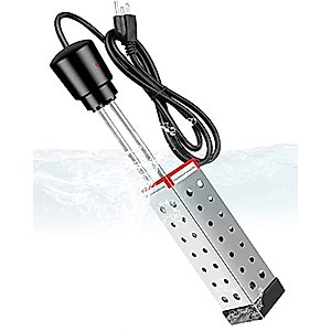 Pool Water Heater Above Ground, Portable 1500W Immersion Water Heater with Stainless Steel Guard Cover and Suspension Head for Bathtub, Garden, Backyard