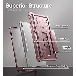 Dexnor Case for Samsung Galaxy Tab S7 FE 12.4 Inch (2021), [Built in Screen Protector & Kickstand] with Pen Holder Heavy Duty Shockproof Full Body Protective Cover for Galaxy S7 FE Case-Pink