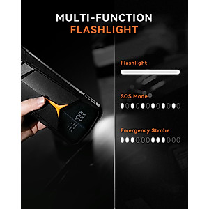 SUNPOW Lithium Jump Starter Battery Pack 2000A Peak 20000mAh (Up to All Gas and 8.5L Diesel),12V Battery Booster for Cars, Trucks, SUV, Portable Power Pack with LCD Screen & LED Light