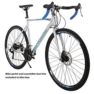 EUROBIKE XC580 Road Bike,21 Speed Bikes for Women and Men,54Cm Frame Road Bicycle,700C Wheels Racing Bike (54cm Silver)