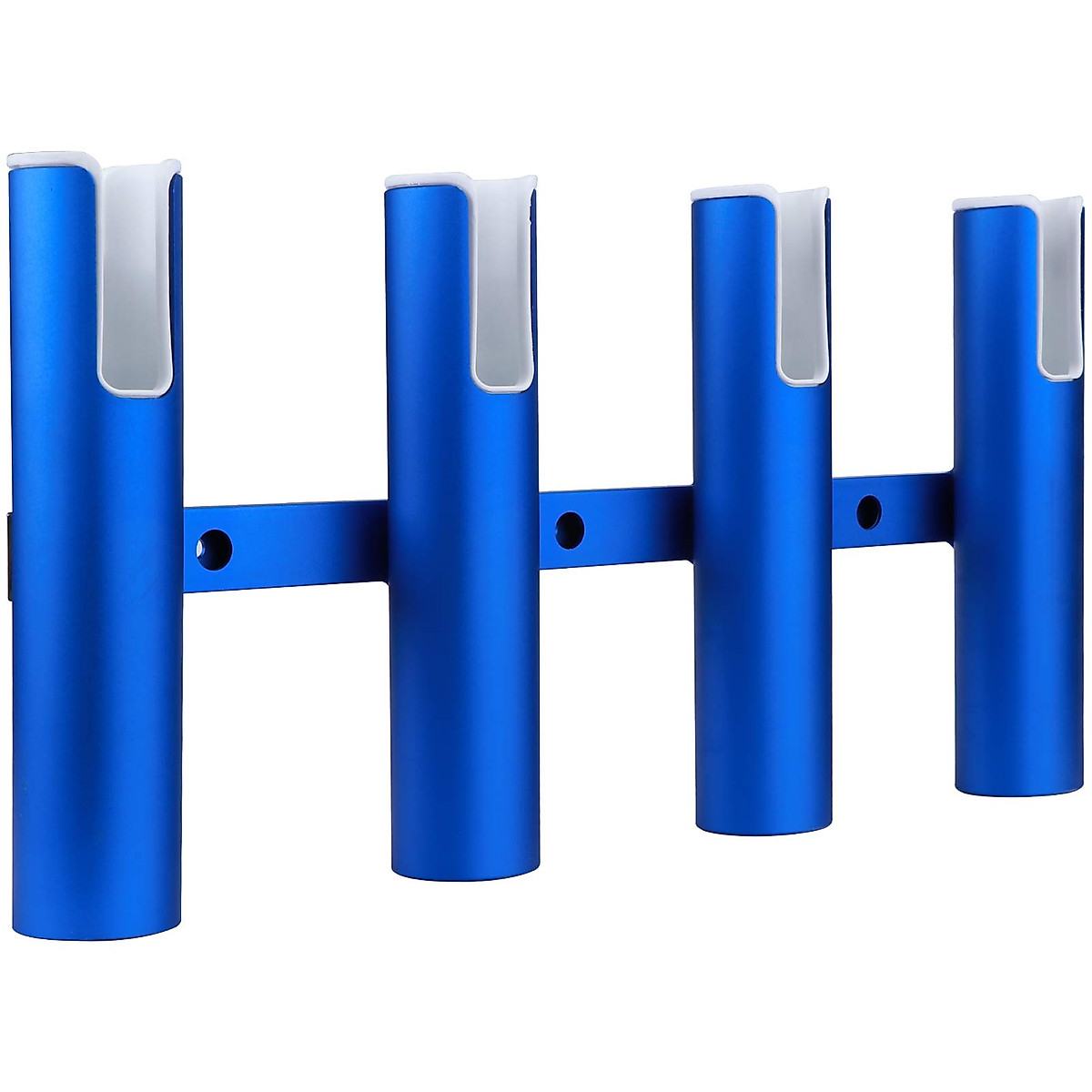 Wall-Mounted Aluminium Fishing Rod Holders, Blue 4 Tubes Linked Fishing Rod Rack, Holds 4 Rods, Surf Fishing Pole Holders for Boat Marine Yacht Camper RV