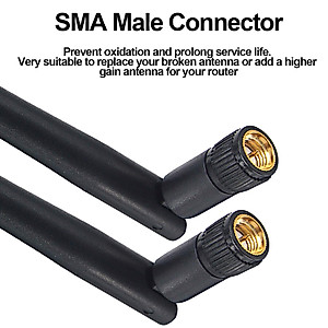 Kaunosta SMA WiFi Antenna Aerial External Omnidirectional Antenna 3db with 50CM IPX1.13 to SMA Female Pigtail Extension Cable for Computer Wireless Network Card Security IP Camera 4PCS