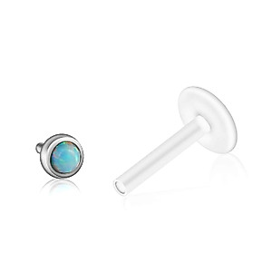 PiercingJ 8-10pcs 16G Stainless Steel + UV Flexible Acrylic Opal Crystal Tragus Retainer Flexible Acrylic Lip Ring Labret Monroe Studs Tragus Helix Cartilage Barbell Earrings
