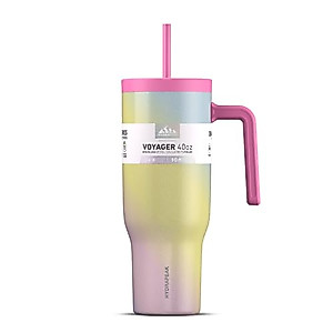 Hydrapeak Voyager 40 Oz Stainless Steel Tumbler with Handle, Insulated Water Bottle With Straw & Lid, Cupholder Friendly Reusable Travel Mug (Swirl)