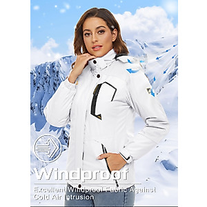 TACVASEN Winter Jacket Women Waterproof Ski Jacket Warm Snow Coat Fleece Jacket Women Windproof Rain Windbreaker