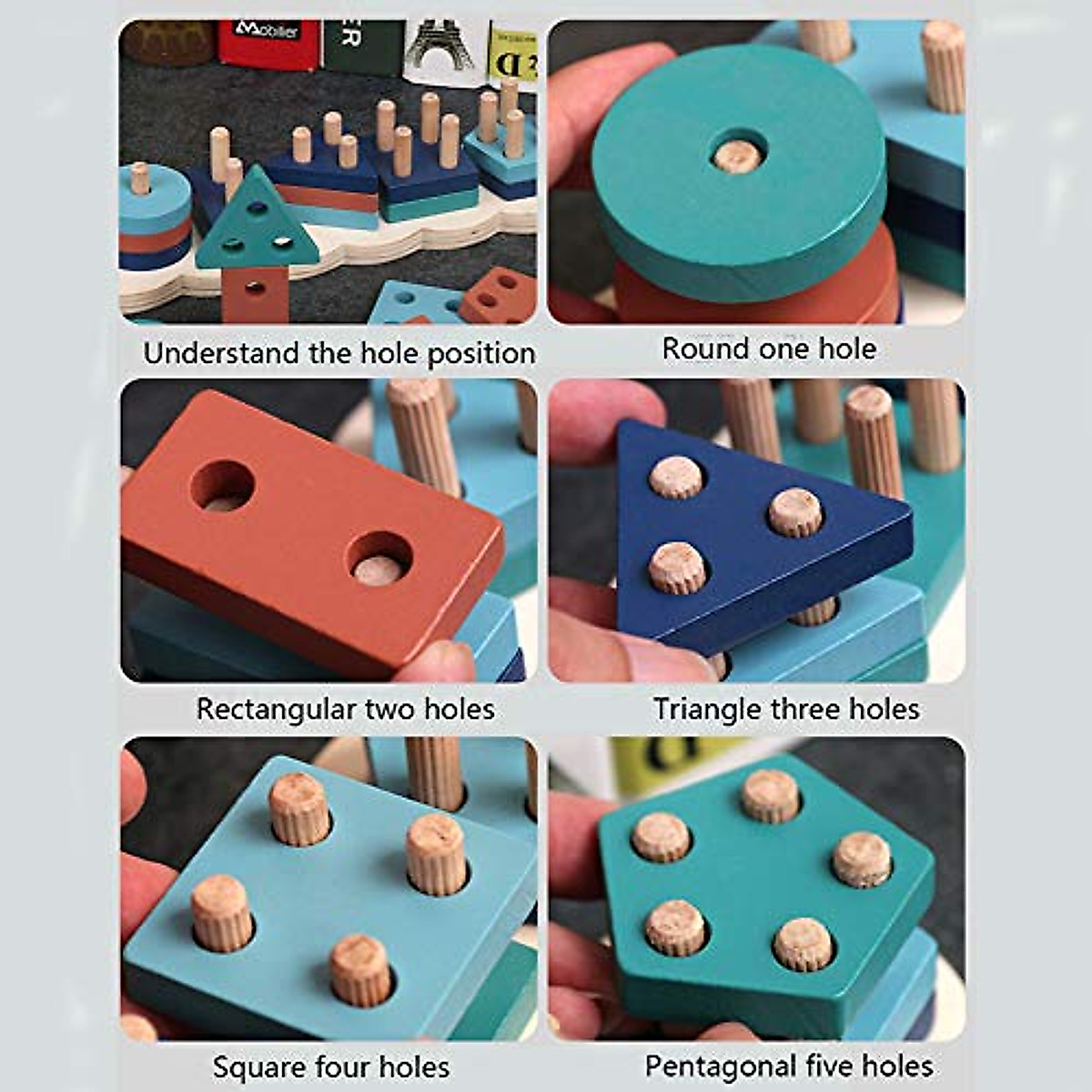 MCJL Children's Geometric Shape Toys Wooden Puzzle Toy Cubic Toy Baby Cube Shaped Cognitive Toys Birthday Present