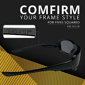 Dynamix Polarized Replacement Lenses for Oakley Fives Squared | Easy To Install | Fit Perfectly | Solid Black