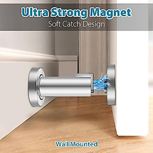 Door Stopper,2 Pack Magnetic Door Stop, Heavy Duty Stainless Steel Door Catch, Holder Your Door, Modern Wall/Ground Mount Door Stopper