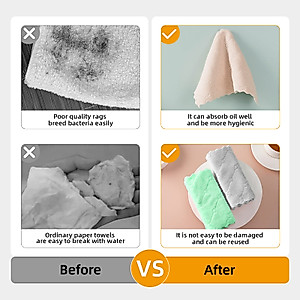 12 Pack Kitchen Cloth Dish Towels, Super Absorbent Coral Velvet Dishtowels, Strong Absorption Water and Remove The Oil and Dust Dish Rags, Nonstick Oil Washable Fast Drying(Green-Grey)