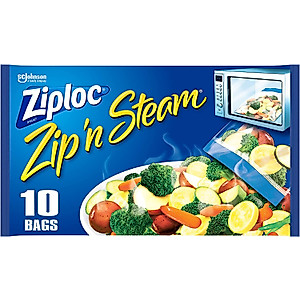 Ziploc Zip 'n Steam Microwave Cooking Bags, Medium 10-Count (Pack of 6)