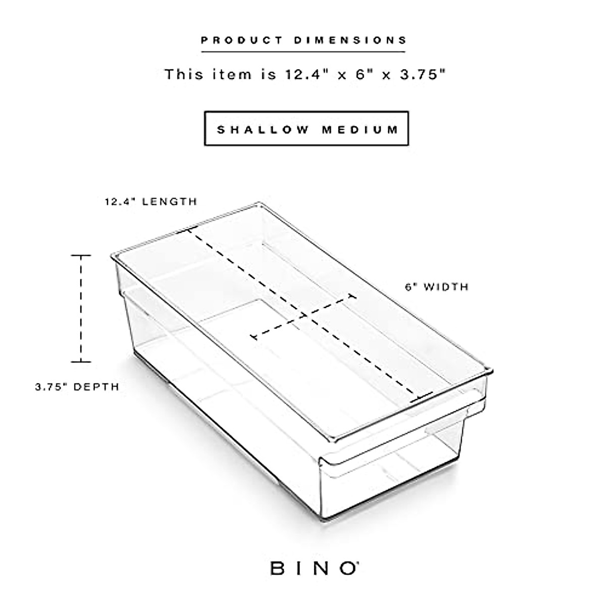 BINO | Plastic Storage Bins, Shallow Medium | THE HANDLER COLLECTION | Multipurpose | Kitchen Pantry &Freezer Organizers | Clear Containers for Organizing Home |