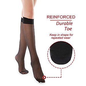 G&Y 9 Pairs Knee High Pantyhose with Reinforced Toe - 20D Nylon Stockings for Women,Black