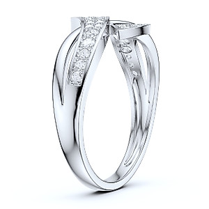 PRSTANI Solid 10K White Gold Romantic Criss-Cross Split Shank Simulated Diamond Promise Ring Wedding Band For Women (7)
