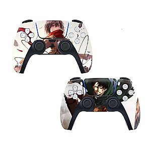 EBTY-Dreams Inc. - Set of 2 AOT Titan Shingeki no Kyojin Mikasa, Levi Ackerman Vinyl Skin Sticker Decal Protector for Playstation 5 (PS5) Controllers