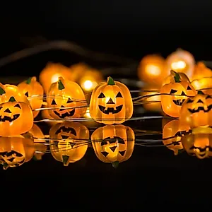 Halloween Decorations Outdoor, LED Pumpkin Lights, Battery Operated with Waterproof 8 Modes Twinkle Lights, for Halloween Party Home Garden Tree Porch Decoration