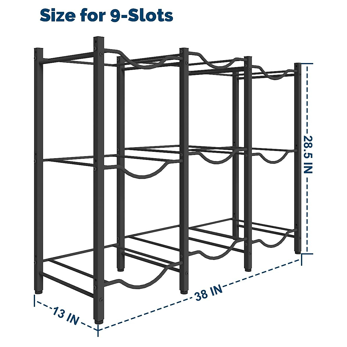 mocomax 5 Gallon Water Jug Rack, Detachable Water Bottle Holder for 9 Bottles, 3 Tier Heavy Duty Water Cooler Jug Rack, Water Bottle Organizer Storage Rack for Kitchen, Office, Living Room, Black