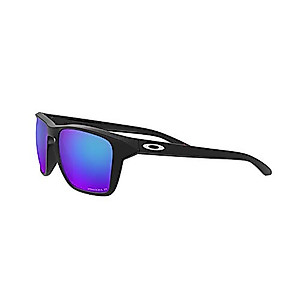 Oakley Men's OO9448 Sylas Rectangular Sunglasses, Matte Black/Prizm Sapphire Iridium Polarized, 57 mm