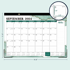 Desk Calendar 2023-2024 - 12 Monthly Desk/Wall Calendar 2-in-1, 16.9" x 11.9", July 2023 - December 2024 with Corner Protectors, Ruled Blocks - Pink by Artfan