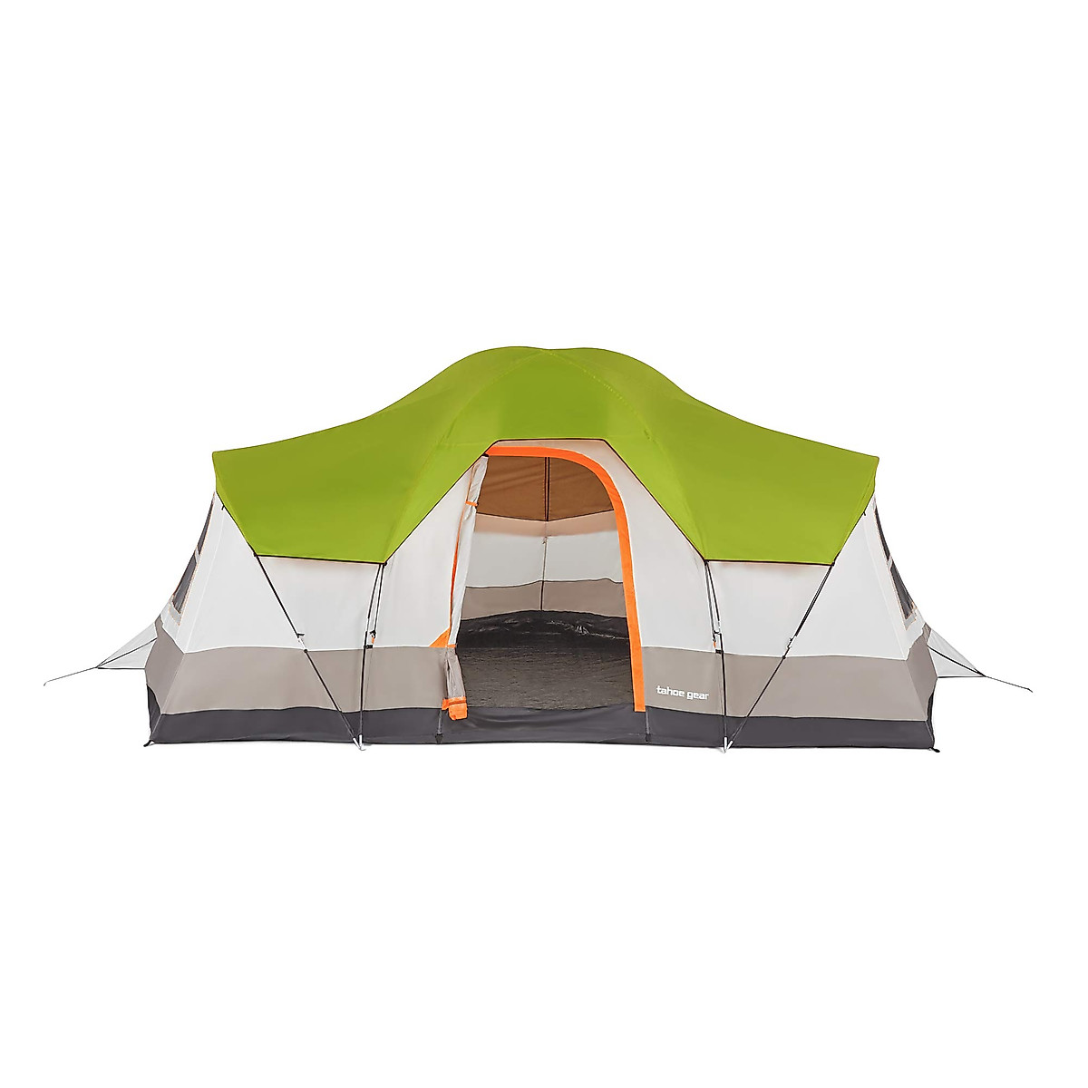Tahoe Gear Olympia 10 Person 3 Season Outdoor Hiking Family Backpack Camping Tent, Green and Orange